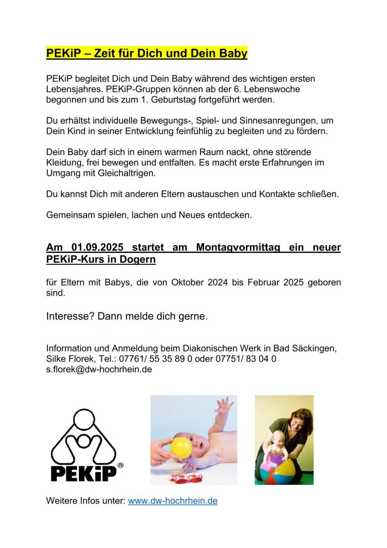 Neue PEKiP-Kurs ab September – Diakonisches Werk Hochrhein
